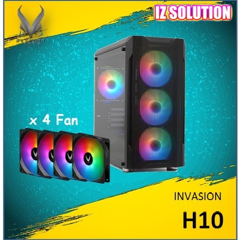 Invasion Casing H10 M-atx Casing With 4 Argb Fan ( Black ) | Shopee ...