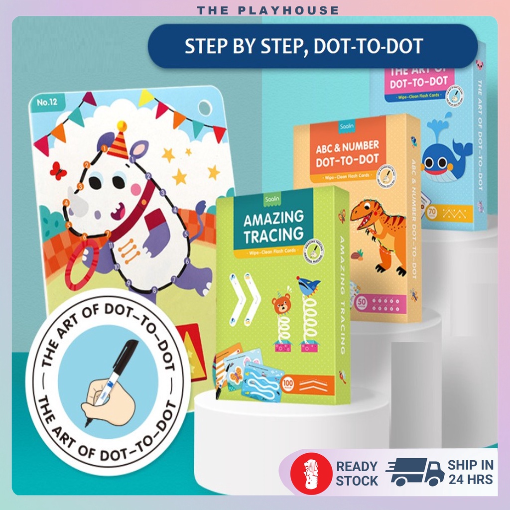 DOT-TO-DOT Card with Marker to Trace/ Creative Thinking Flash Card ...