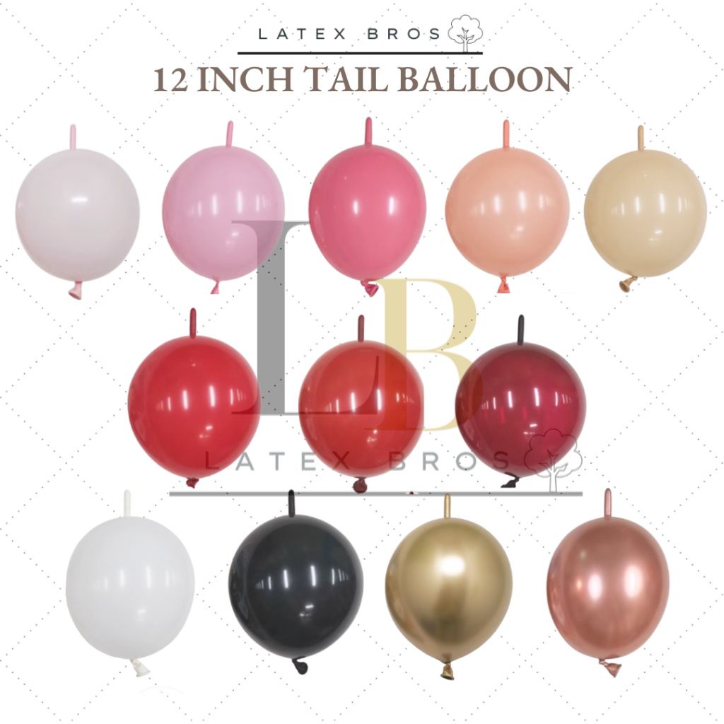 12 Inch High Quality Tail Matte Latex Balloon (50 or 100 pieces/pack ...