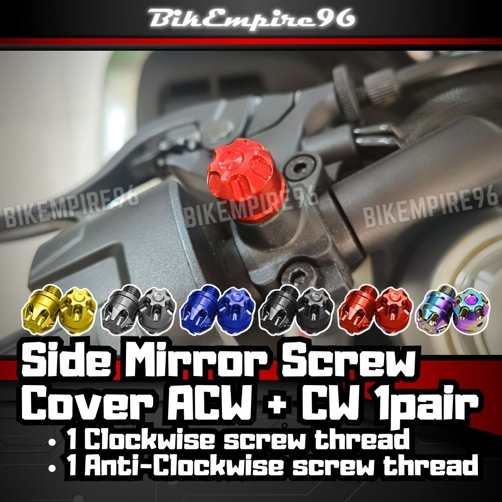 Side Mirror Screw Cover ACW + CW 1pair (1 Clockwise 1 Anti-Clockwise ...