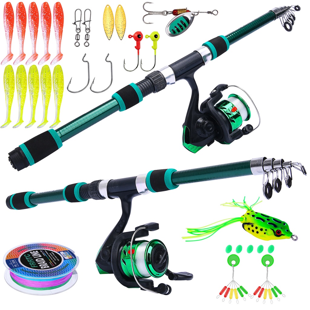 Portable Rod and Spinning Reel Combo Beginner Fishing Gear Children ...