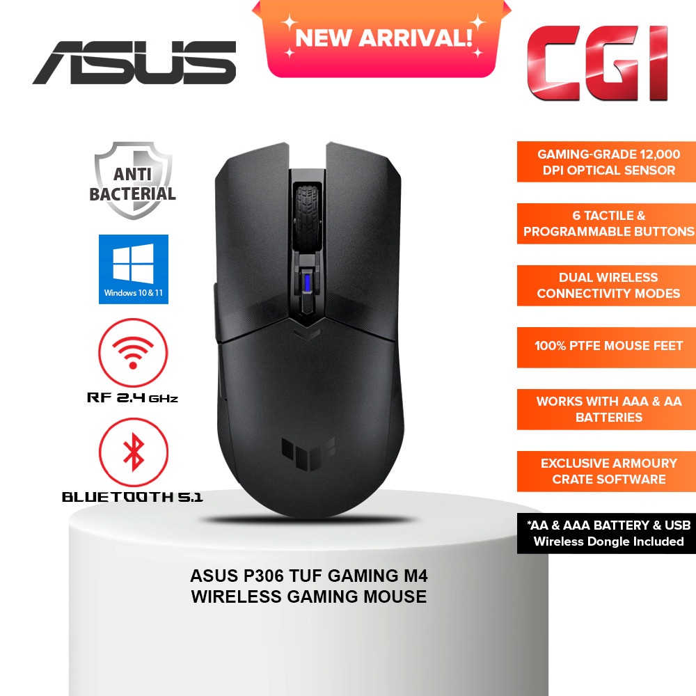 ASUS P306 TUF Gaming M4 Wireless Dual Mode 12,000 Dpi Lightweight ...