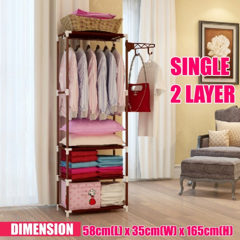 ALMARI KAIN BESI PASANG SENDIRI D.I.Y Zipped Wardrobe Self Assembly Non ...