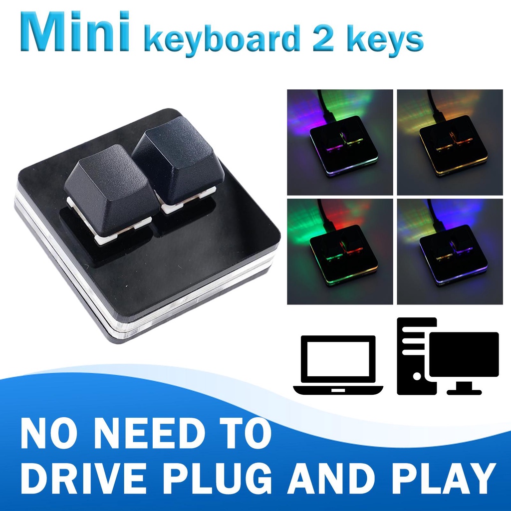 Black 2-Key Mini Keyboard Copy Paste Custom Shortcut Key Mechanical ...