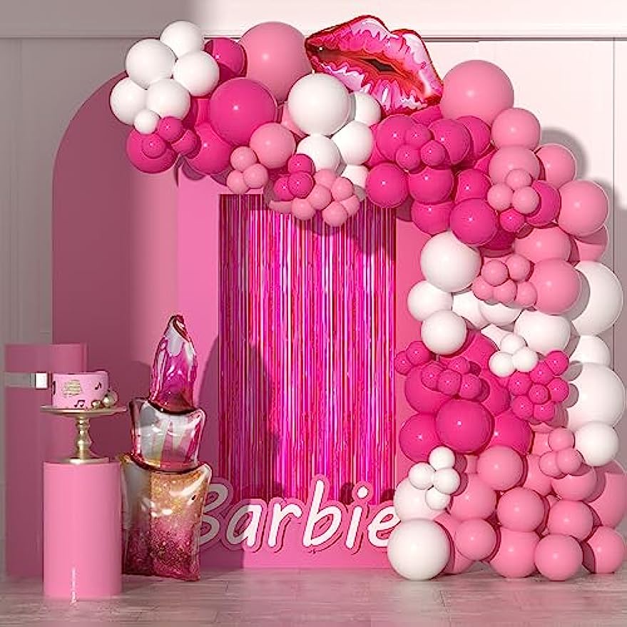 144pcs Pink Girls Birthday Princess Barbie Theme Party Balloon Garland ...