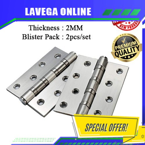 Premium Quality 4 Inch 2.0MM Stainless Steel Door Hinge Pintu Rumah ...
