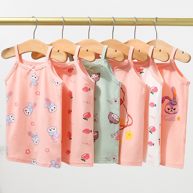 Girls Summer Children's Vest Small Sling Inner Wear Cotton Breathable ...