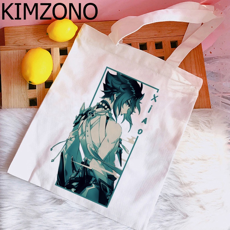 Genshin Impact Hu Tao Xiao shopping bag canvas bolsas de tela recycle ...