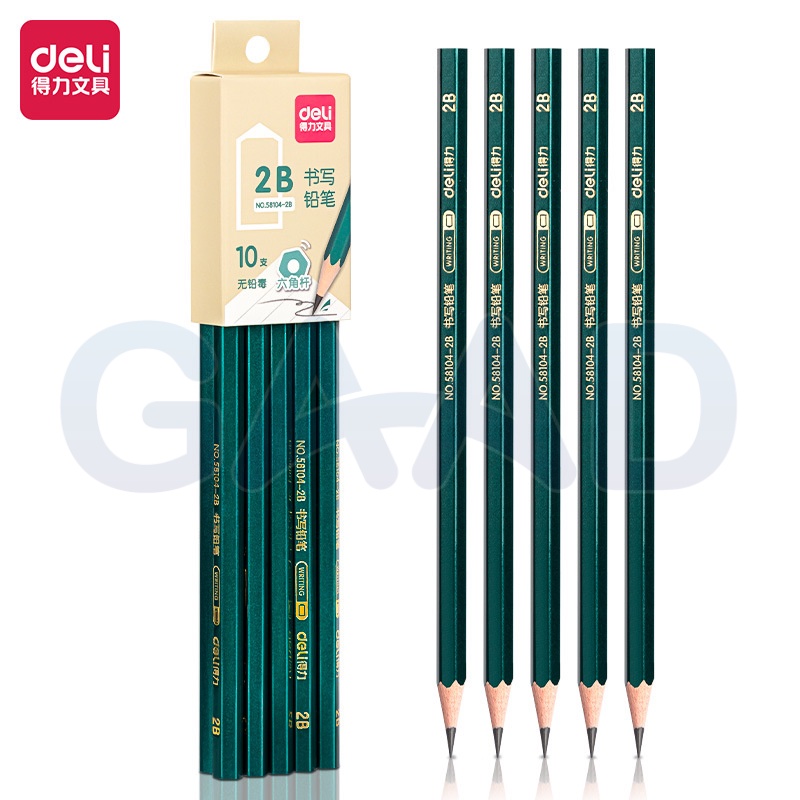 Deli Pencil Exam Grade 2B Pencil Student Writing Use Pensel 2B (10 Pcs ...