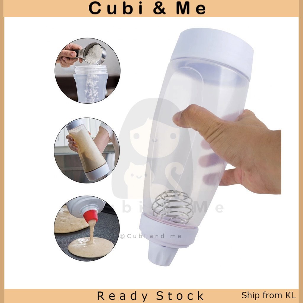 C&M All In One Pancake Solution Batter Mixer Dispenser Mix Bottle ...