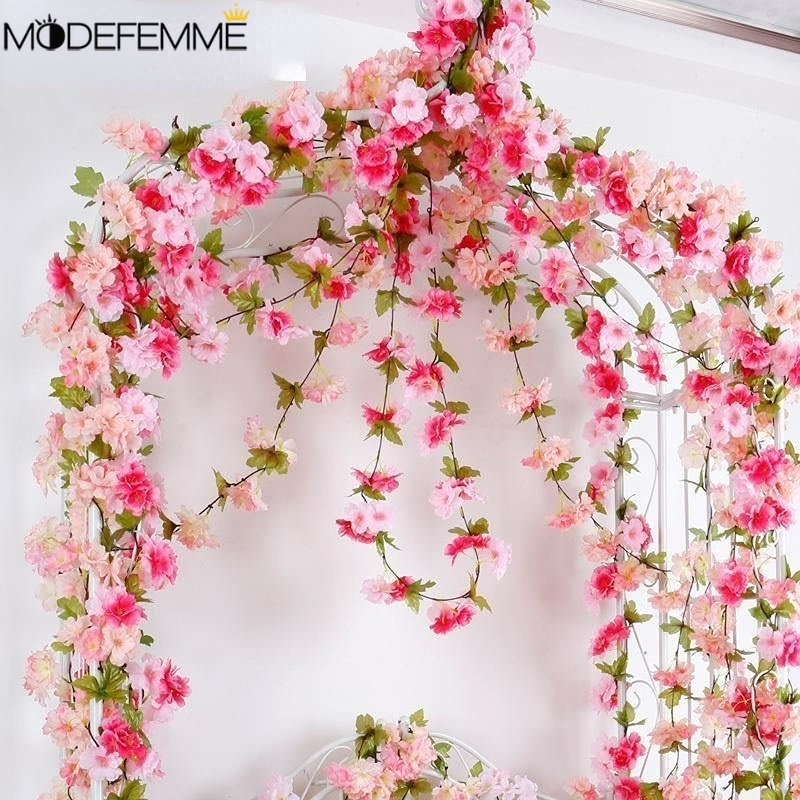 [ Featured ] 2.3M Silk Sakura Cherry Blossom Garland Home simulation ...