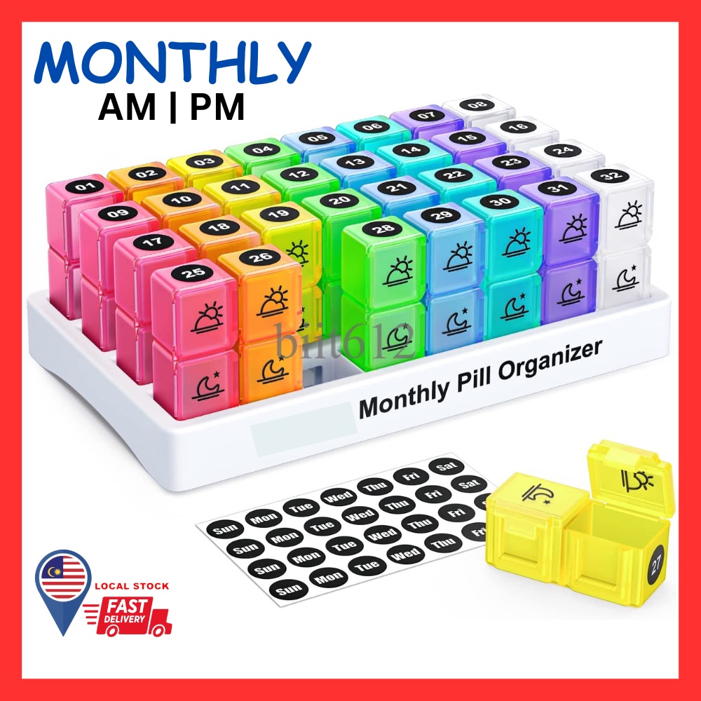 LOCAL STOCK 30 Day Pill Box Organizer Monthly Portable One Month Pill ...