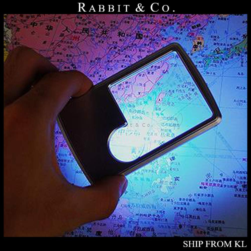 R&C Credit Card Led Magnifier Loupe With Light Leather Case Magnifying ...