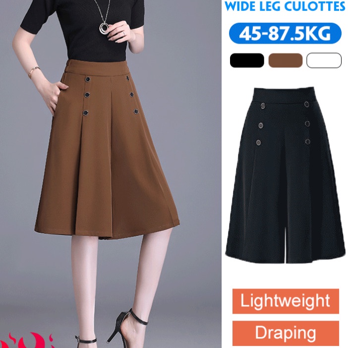 High-waisted slim ice silk culottes/A-line Skirt for Women Conceal ...