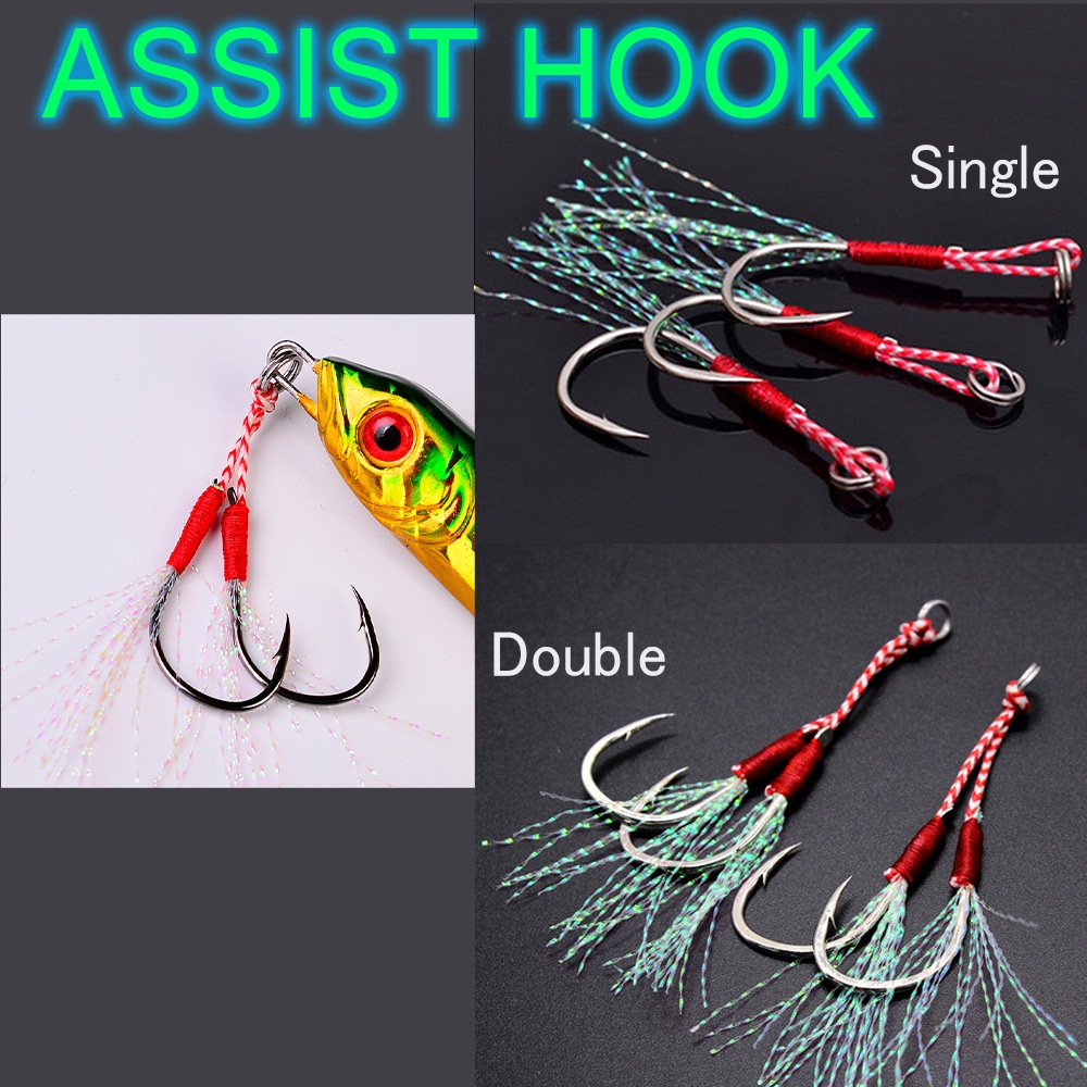 NEW!!! Fishing Assist Hook Single / Double Assist Hook Jigging | Shopee ...