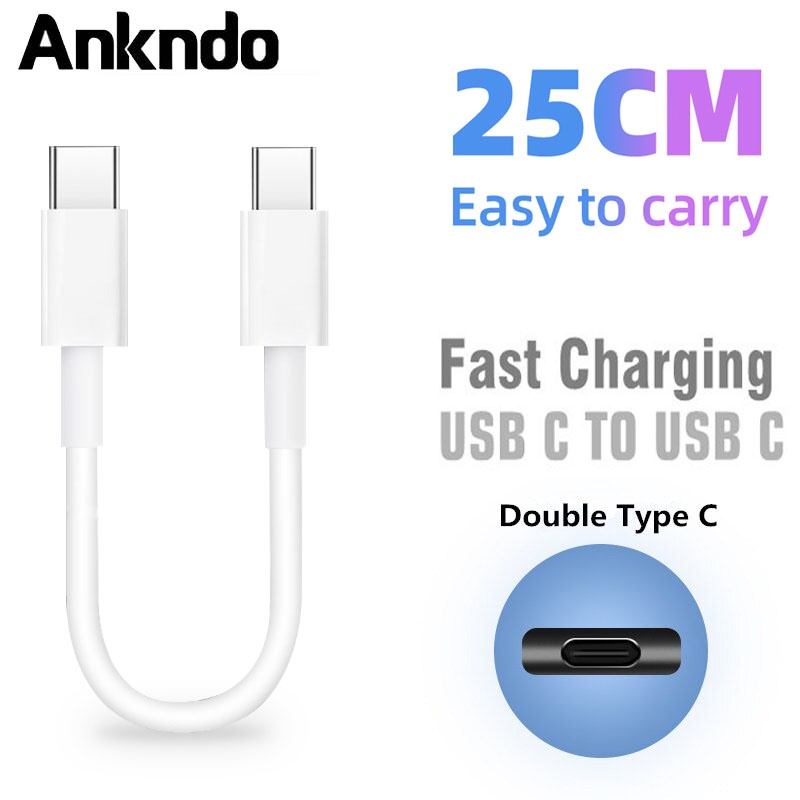 Ankndo 25cm Charger Data Cable USB C to USB C fast Charging for Xiaomi ...