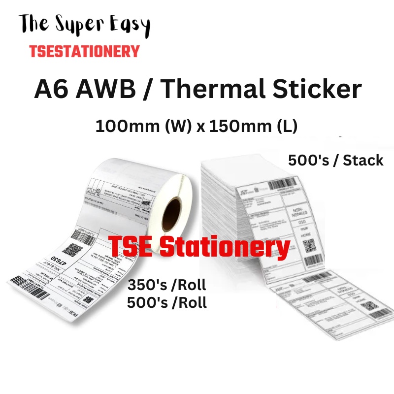 A6 Thermal Sticker 100x150mm / Airway Bill Sticker / Shipping Label ...
