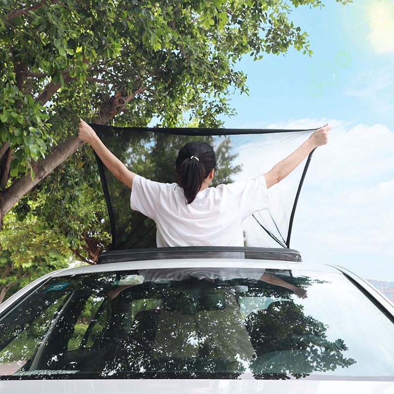 Magnetic Car Sunroof Sun Shade Mesh Auto Tent Roof Cover Kept Mosquito ...