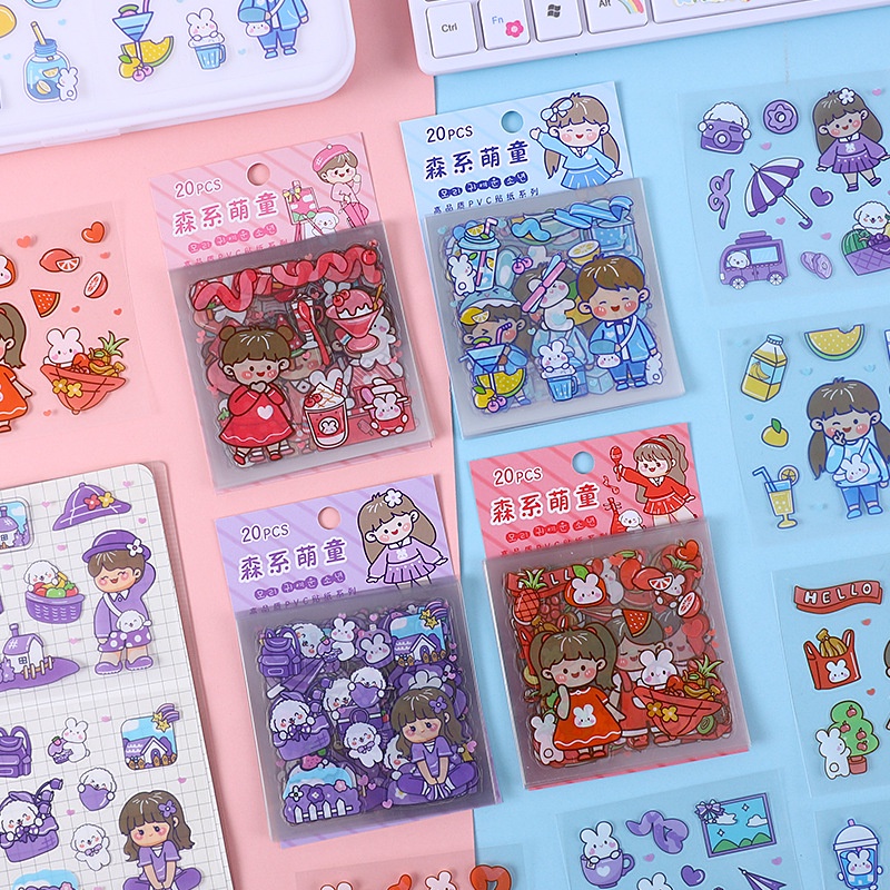 Handbook Sticker Pack Cartoon Cute Girl pvc Waterproof Stickers Cuckoo ...