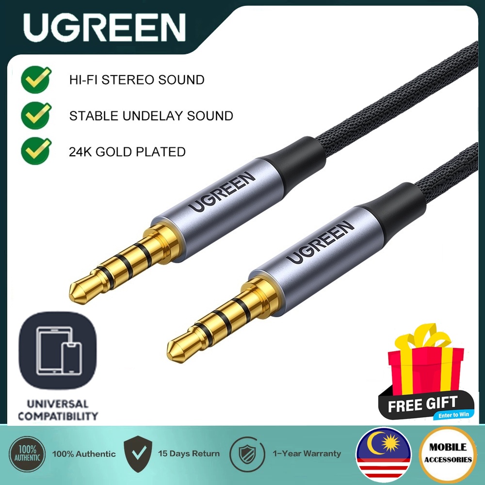 UGREEN 3.5mm Aux Cable 4 Pole TRRS 4-Conductor Auxiliary Stereo Jack ...