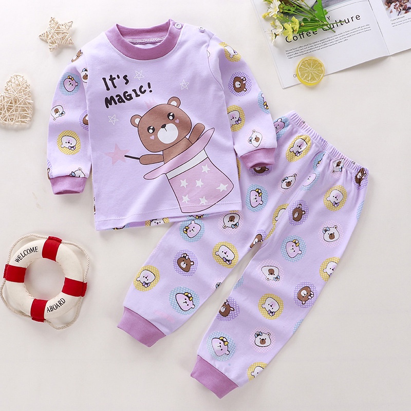 🎀[3Mths-5yrs]🎀 Baby Girl Cotton Pajamas Long-sleeved Shirt + Tousers ...