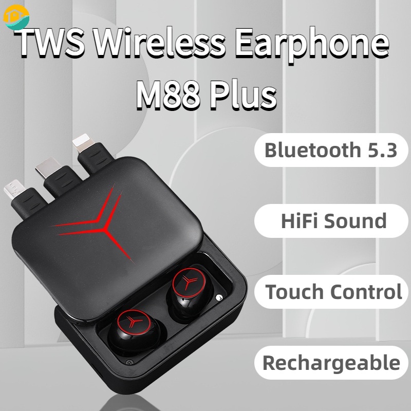Portable Digital Display Bluetooth 5.3 TWS M88 Plus Sports Earphones ...