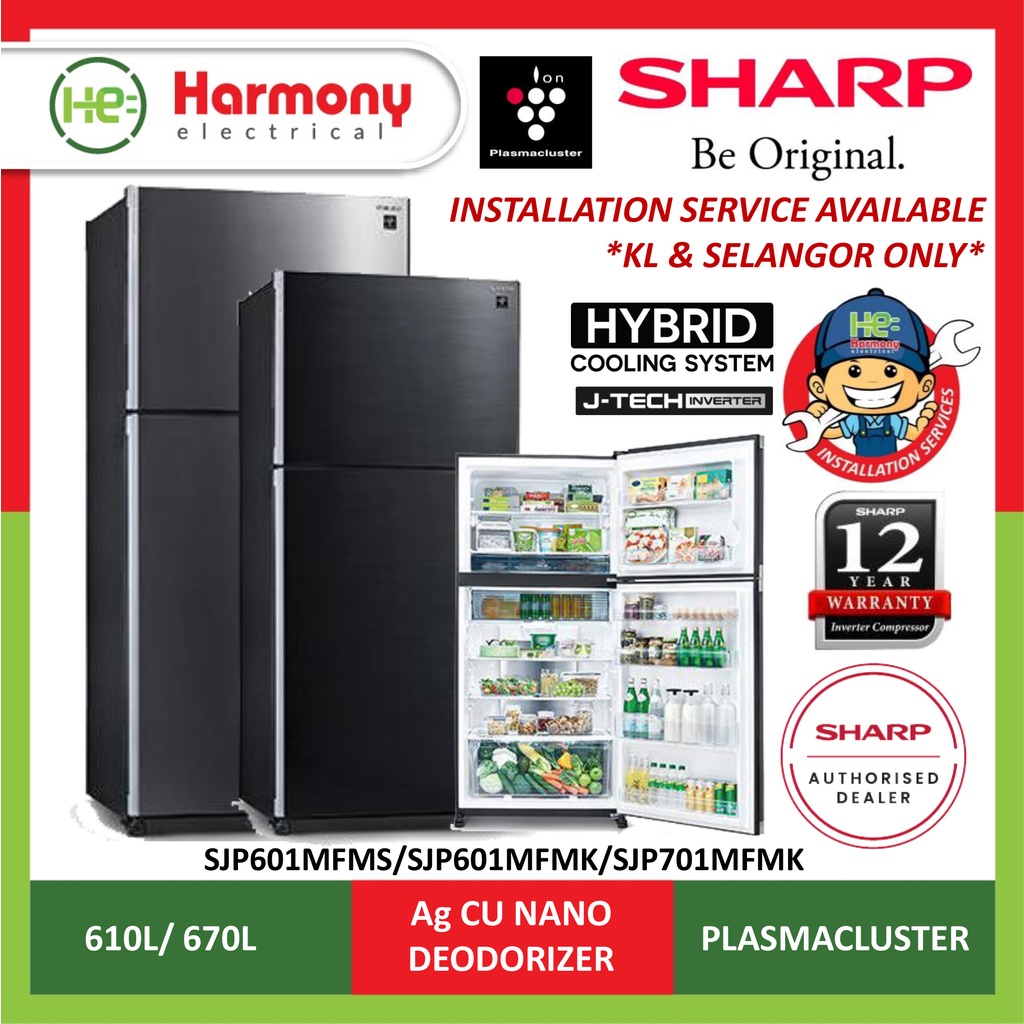 (FREE DELIVERY + INSTALL KL) SHARP 610L/670L 2 Doors Inverter Fridge ...