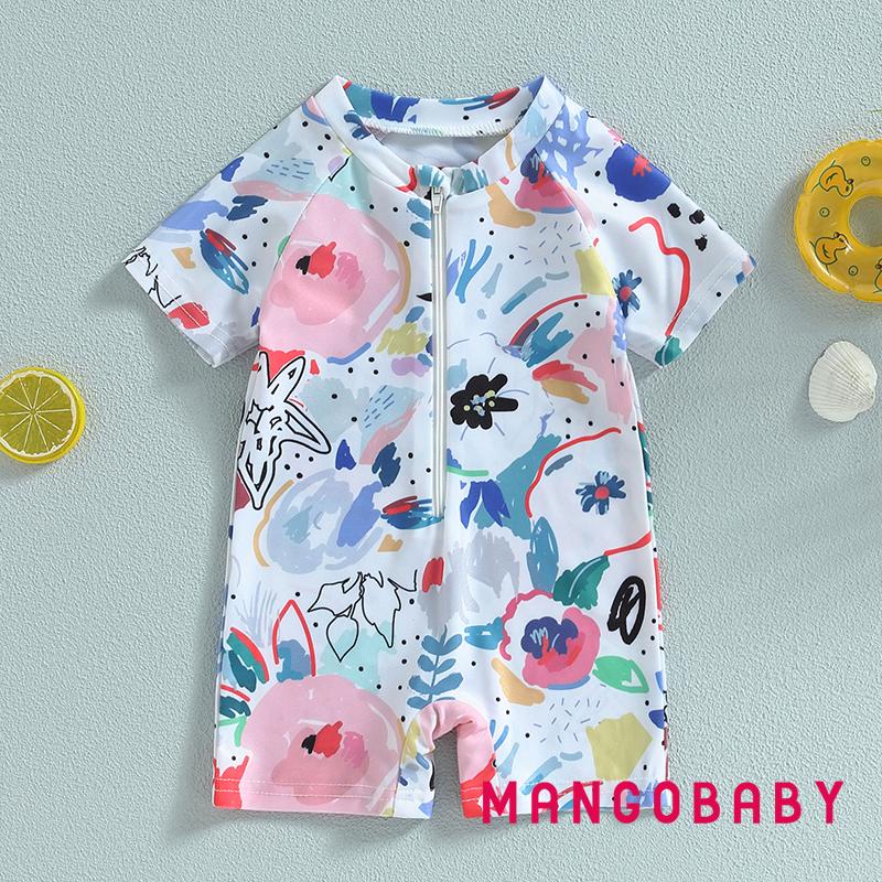 MANGO-Baby Girls Boys Rash Guard Swimsuit Playsuits Watercolour Print ...