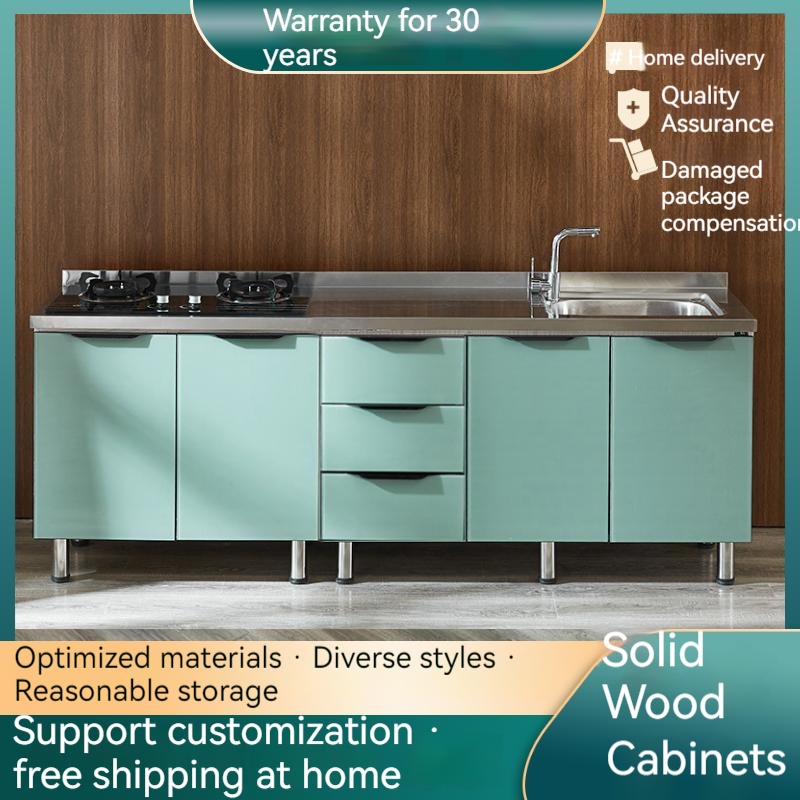 🔥Kitchen cabinet integrated stainless steel stove combination cabinet ...
