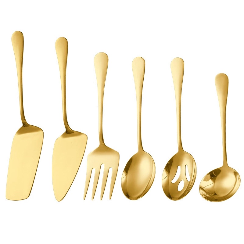 Stainless Steel Serving Spoon Buffet Public Large Fork Cake Spatula Set ...