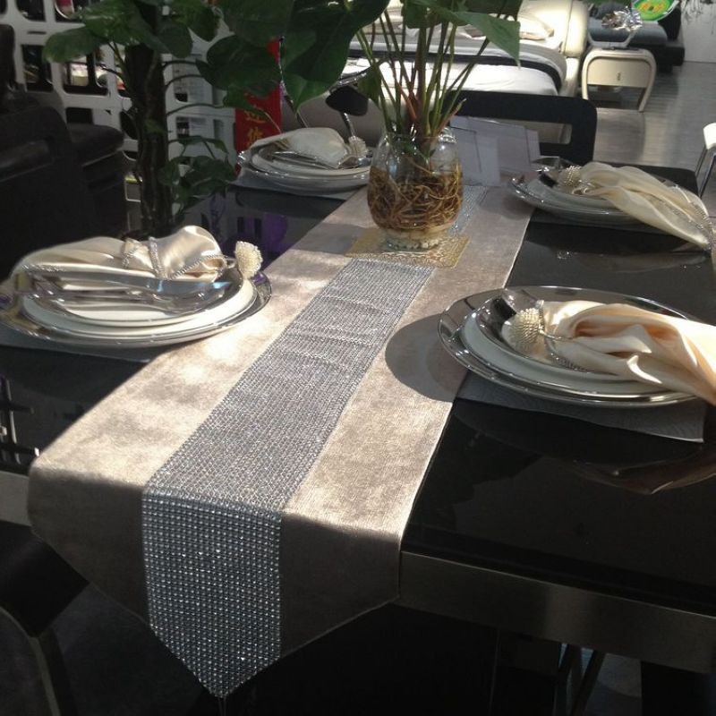 Eight-Color Korean Velvet Bright Diamond Vertical Strip European Table ...