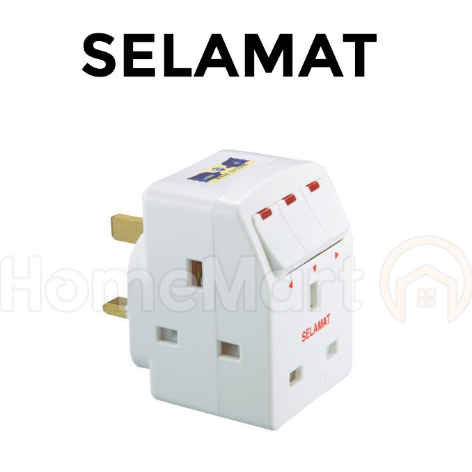 SELAMAT MYHOM 13A 3 Way Adaptor Plug Adapter Socket Extension With Neon ...