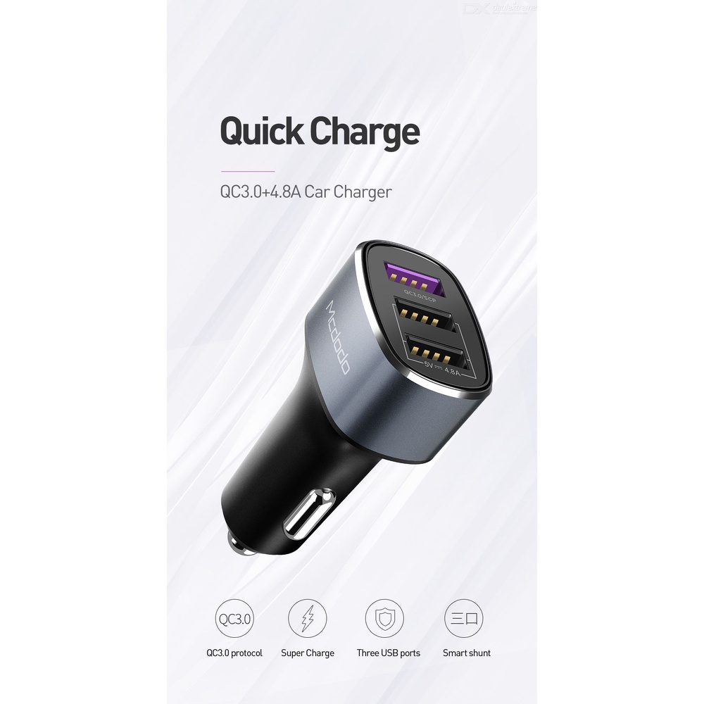 MCDODO CC-6570 QC3.0/SCP 5V 4.8A THREE USB PORTS CAR CHARGER | Shopee ...
