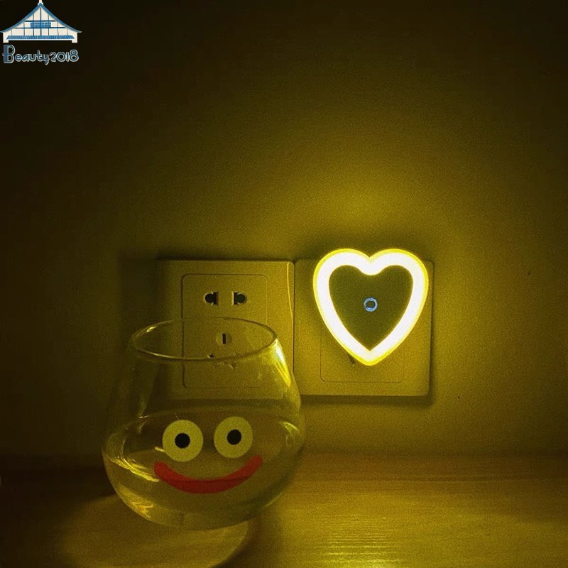 LED Night Light Heart Shape Bedside Lamp Lampu tidur Indoor Bedroom ...