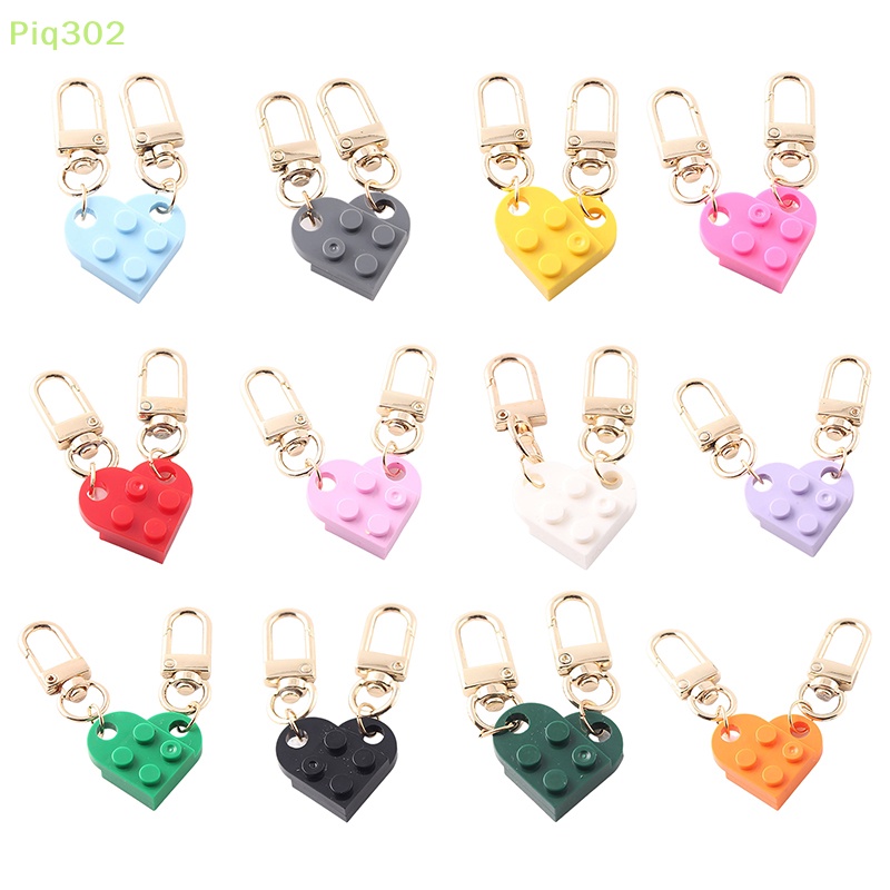Piq302 2Pcs Love Heart Brick Keychain for Couples Friendship Women Men ...