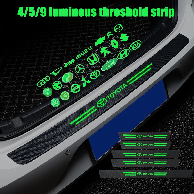 4/5/9 Pcs Car threshold protection plate high brightness luminous rear ...