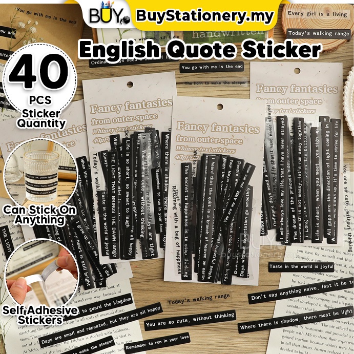 40pcs Vintage English Quote Sticker Waterproof Ins Decoration Journal ...