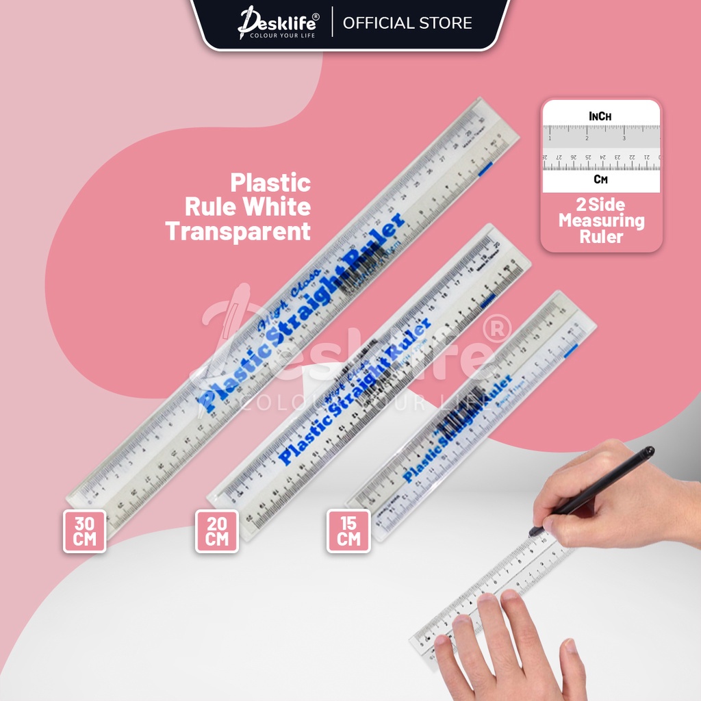 Desklife Flexible Plastic Straight Ruler Transparent Pembaris 15cm 20cm 30cm - (1/PCS ...