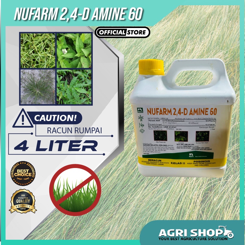 Agrishop 4 Liter Nufarm 2,4-D Amine 60 Herbicide Racun Rumpai | Shopee ...