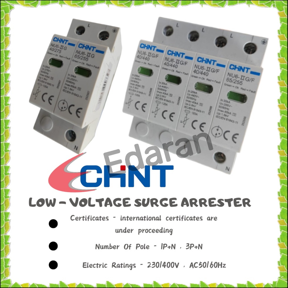 CHINT NU6-II/F 40KA SURGE ARRESTER - 460V / 275V- (1P+N AND 3P+N) | Shopee Malaysia