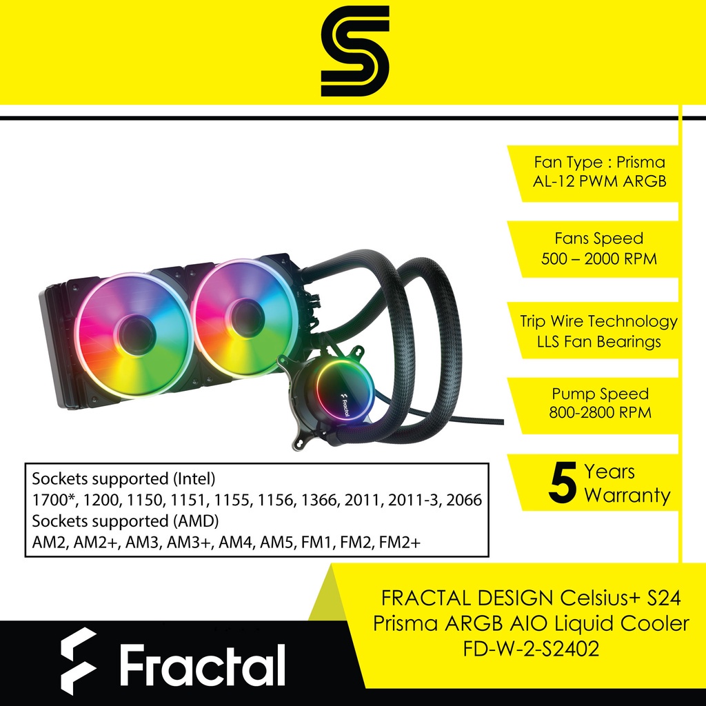 FRACTAL DESIGN Celsius+ S24 Prisma ARGB AIO Liquid Cooler - FD-W-2 ...