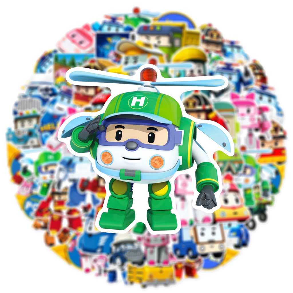 POLI ROBOCAR 50 pcs Waterproof Non Repeating Stickers Pack | Shopee ...