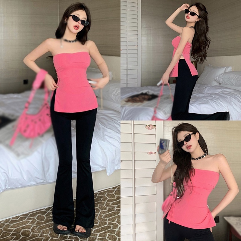 Women's Side Split Tanks Top Solid Color Worn Externally Women's ...