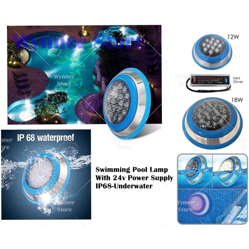 Outdoor Lighting 24v Swimming Pool Lamp 12w/18w Led Underwater IP68 ...