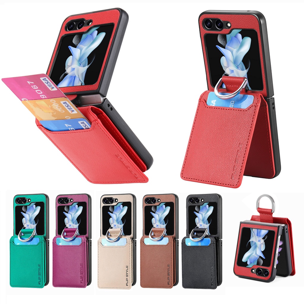 Samsung Galaxy Z Flip 5 5G Case D Ring Wallet Card Holder Flip5 Leather ...