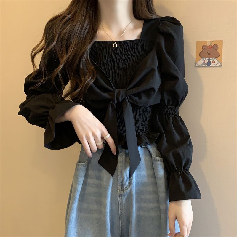 Chiffon Blouse Women's Long-Sleeved Top New Sweet Elegance Trendy Sense ...