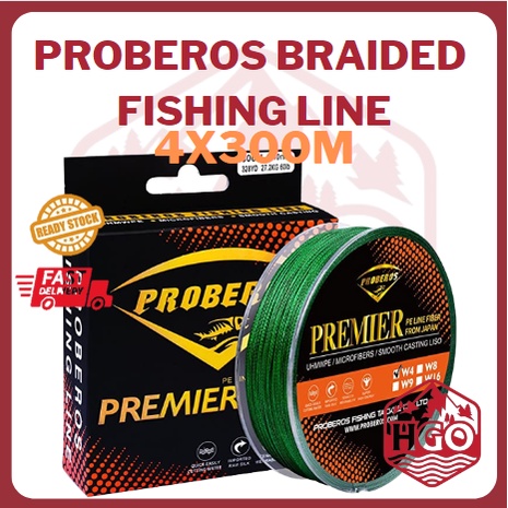 Proberos Braided Fishing Line PE 300M x4 Tali Pancing Benang Pancing ...