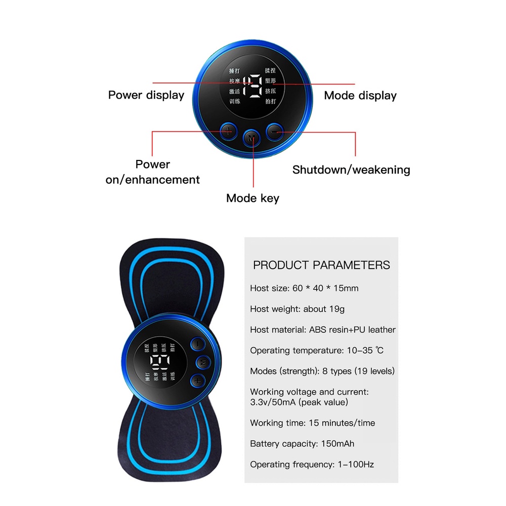 LCD Display EMS Neck Massage Electric Massager Cervical Neck Back Patch ...