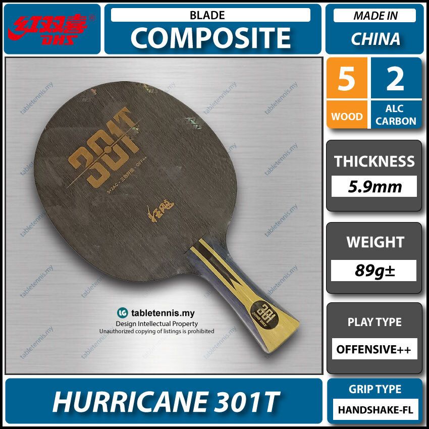 DHS Hurricane 301T Table Tennis carbon Blade Paddle Bat Racket Ping ...