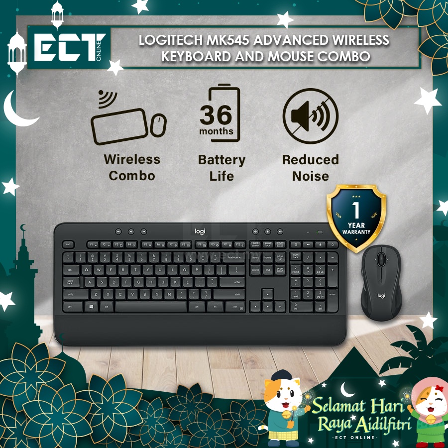Logitech MK545 Advanced Wireless Keyboard and Mouse Combo for Business ...